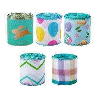 China Easter Ribbon Bulk Ribbon Supply And MSD Green Printed With Wire Edge Burlap Ribbon for sale