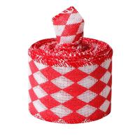 China Single Face Striped Burlap Ribbon Wired for DIY Crafts on Valentine's Day and Christmas for sale