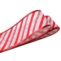China Single Face Striped Burlap Ribbon Wired for DIY Crafts on Valentine's Day and Christmas for sale