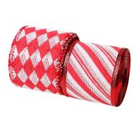 China Single Face Striped Burlap Ribbon Wired for DIY Crafts on Valentine's Day and Christmas for sale