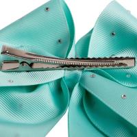 China Custom Cirls Rhinestone Hair Accessory Ribbon Style Cheer Bow with Clip and Clip for sale