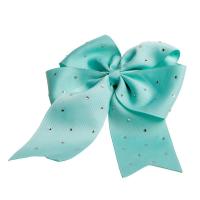China Custom Cirls Rhinestone Hair Accessory Ribbon Style Cheer Bow with Clip and Clip for sale