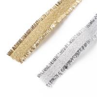 China 25mm Gold and Silver Fringe Glitter Ribbon The Perfect Finishing Touch for Christmas for sale