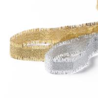 China 25mm Gold and Silver Fringe Glitter Ribbon The Perfect Finishing Touch for Christmas for sale
