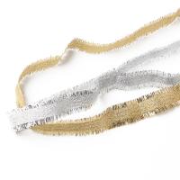 China 25mm Gold and Silver Fringe Glitter Ribbon The Perfect Finishing Touch for Christmas for sale