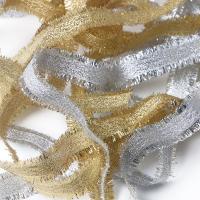 China 25mm Gold and Silver Fringe Glitter Ribbon The Perfect Finishing Touch for Christmas for sale