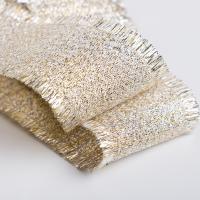 China 25mm Gold and Silver Fringe Glitter Ribbon The Perfect Finishing Touch for Christmas for sale