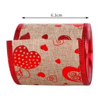 China Valentine's Day Printed Burlap Ribbon 2.5 Inch Width for DIY Floral Arrangements for sale