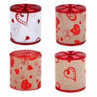 China Valentine's Day Printed Burlap Ribbon 2.5 Inch Width for DIY Floral Arrangements for sale