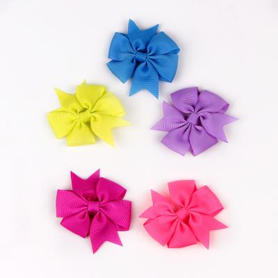 China 196 Color Range Selection Grosgrain Hair Ribbon Bow with Custom Logo and Clip On Back for sale