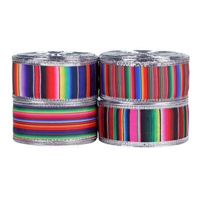 China Printed Rainbow Stripes Grosgrain Ribbons for DIY Wrapping and Fall Crafts Decoration for sale