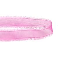 China Double Sided 16mm Width Designer Korean Sari Silk Organza Chiffon Fringe Tassel Ribbon for sale