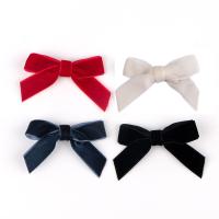 China 4 Colors Velvet Bows Hair Clips for Girls Up to 4 Level Color Fastness and Eco-friendly for sale