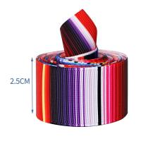 China Colorful 25mm Rainbow Stripes Grosgrain Ribbon for Hair Bows Crafts Gift Wrapping for sale