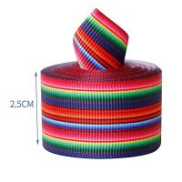 China Colorful 25mm Rainbow Stripes Grosgrain Ribbon for Hair Bows Crafts Gift Wrapping for sale