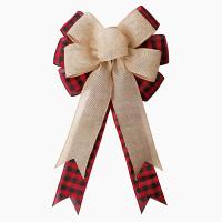 China Upgrade Your Christmas Tree with Our Pre-Made Customized Burlap Ribbon Bow for sale