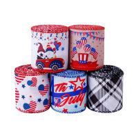 China American Independence Day Burlap Ribbon 2-1/2