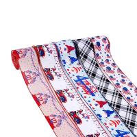 China American Independence Day Burlap Ribbon 2-1/2
