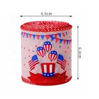 China American Independence Day Burlap Ribbon 2-1/2