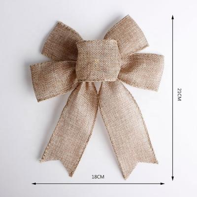 China Polyester or Jute Handmade Burlap Ribbon Pre Made Gift Bows for Christmas Tree Decoration for sale