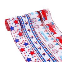 China Single Face Wired Edge Ribbons for Wreath Sustainable American Independence Day Decor for sale