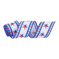 China Single Face Wired Edge Ribbons for Wreath Sustainable American Independence Day Decor for sale