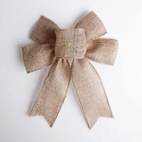 China Customized Design Natural Jute Burlap Ribbon Bows for Christmas Garland Decoration for sale