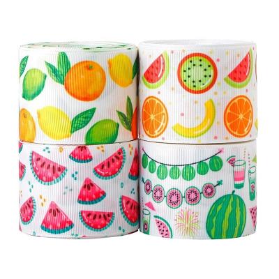China 1.5 Inch Custom Made Grosgrain Ribbon Featuring Summer Watermelon Banana Fruits Print for sale