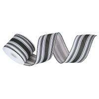 China DIY Craft Party Decoration 2.5 Inch Patriotic Striped Wired Ribbon with Burlap Fabric for sale