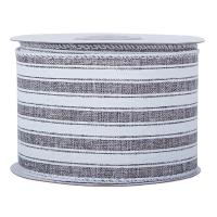 China DIY Craft Party Decoration 2.5 Inch Patriotic Striped Wired Ribbon with Burlap Fabric for sale