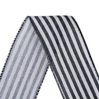 China DIY Craft Party Decoration 2.5 Inch Patriotic Striped Wired Ribbon with Burlap Fabric for sale