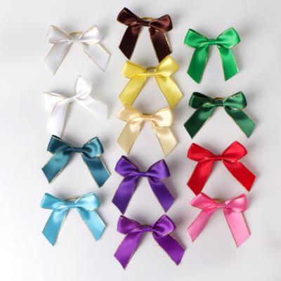 China Customized Mini Packaging Bow with Handmade Gold Wired Satin Ribbon Handmade for sale