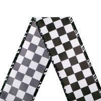 China 38mm Black and White Checkered Buffalo Plaid Wired Ribbon with Burlap Fabric Type Support Customized for sale