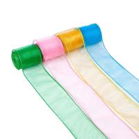China Organza Wired Sheer Ribbon Valentine's Day Wired Edge Ribbon 2.5 Inch Sheer Craft Ribbon for sale