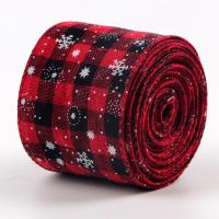 China Christmas Ribbon Decoration Burlap Fabric Type with Merry Christmas Pattern for sale
