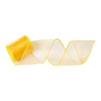 China Organza Wired Sheer Ribbon Valentine's Day Wired Edge Ribbon 2.5 Inch Sheer Craft Ribbon for sale