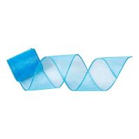 China Organza Wired Sheer Ribbon Valentine's Day Wired Edge Ribbon 2.5 Inch Sheer Craft Ribbon for sale
