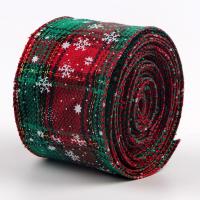 China Christmas Ribbon Decoration Burlap Fabric Type with Merry Christmas Pattern for sale
