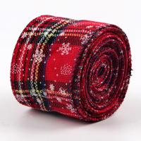 China Christmas Ribbon Decoration Burlap Fabric Type with Merry Christmas Pattern for sale