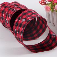 China Christmas Ribbon Decoration Burlap Fabric Type with Merry Christmas Pattern for sale