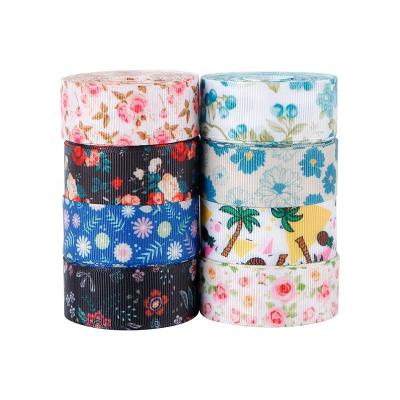 China Grosgrain Printed Ribbons MSD 22mm Wide 7/8 Inch Heat Transfer Customized Flower Design for sale