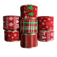 China Single Face Wire Edged Decorate Burlap Printed Luxury Ribbon 50/63mm for Christmas for sale