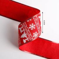 China Single Face Wire Edged Decorate Burlap Printed Luxury Ribbon 50/63mm for Christmas for sale