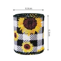 China High Tenacity Summer Wired Burlap Ribbon Yellow Sunflower Ribbons for MSD 2.5 Inches for sale