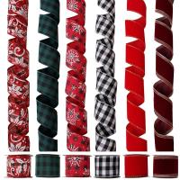 China Custom Christmas Burlap Ribbon with Wired Edge and Plaid Pattern Design for sale