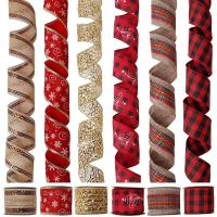 China Custom Christmas Burlap Ribbon with Wired Edge and Plaid Pattern Design for sale
