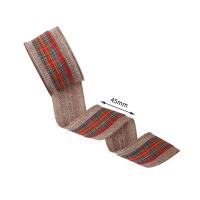 China Custom Christmas Burlap Ribbon with Wired Edge and Plaid Pattern Design for sale