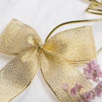 China 8CM Metallic Gold Ribbon Bows for Crafts Party Decoration 100% Polyester Elegant Design for sale