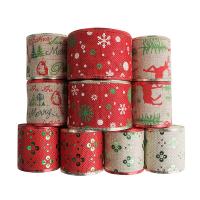 China Holiday Christmas Decoration Wired Ribbons with Custom Printed Pattern for sale