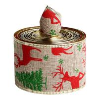 China Holiday Christmas Decoration Wired Ribbons with Custom Printed Pattern for sale